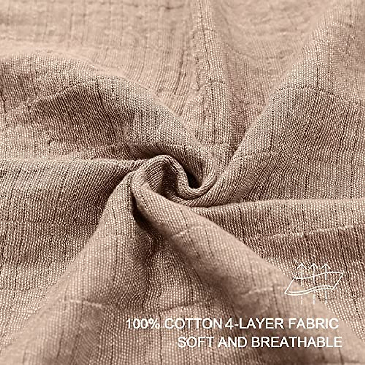 SE SOFTEXLY Muslin Throw Blanket, 100% Cotton Blankets for Adults and Baby, 4-Layer Soft Breathable Bed Throw Blankets All Season,King Size Blanket (90"x102", Coffee)