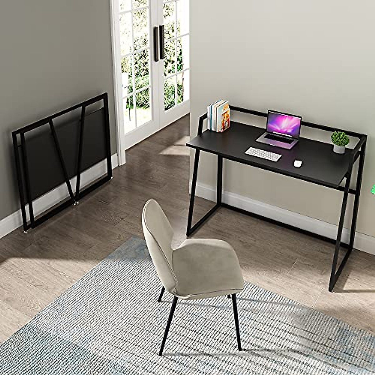 EE EUREKA ERGONOMIC Folding Desk 41 inch, Home Office Portable Folding Computer Desk for Small Space, No-Assembly Black