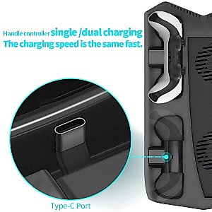 OSTENT Multi-Function Vertical Stand, Charging Station Dock, Cooling Fan, Retractable Game Storage Bracket for Sony PS5 Disc/Digital Edition Console DualSense Controller