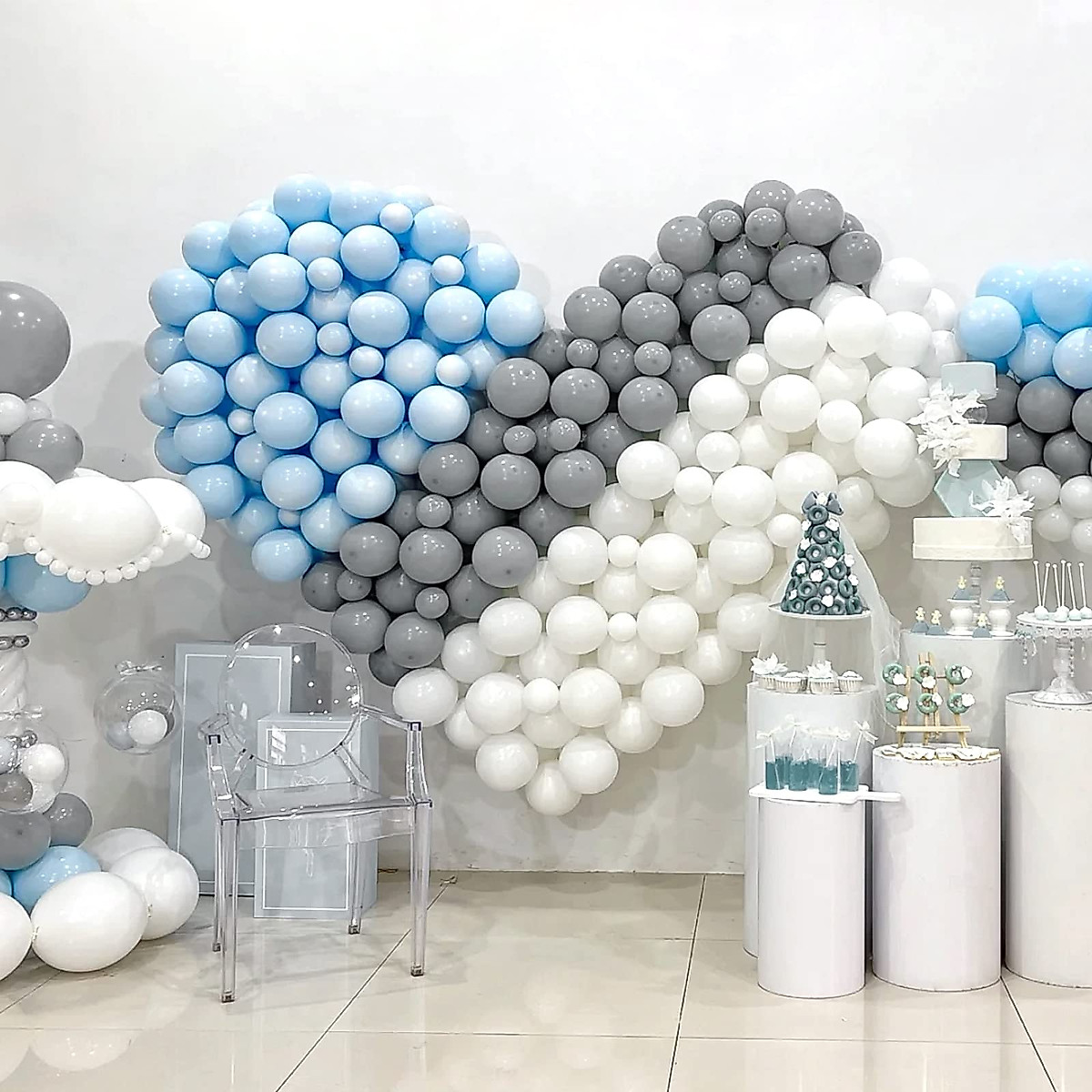 RUBFAC 154pcs Gray Balloons Different Sizes 18 12 10 5 Inches for Garland Arch, Premium Gray Latex Balloons for Birthday Baby Shower Graduation Wedding Anniversary Party Decorations