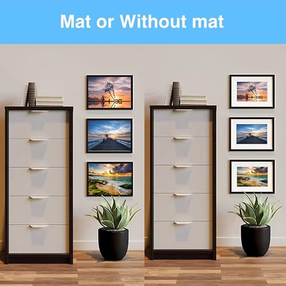 Framenow 11x14 Picture Frame for Home Décor,Real High Definition Glass,Premium Quality Elegant Photo Frame with Wall hanger,Horizontal or Vertical Display,Great Gift Idea"Black.8x10 with Mat.
