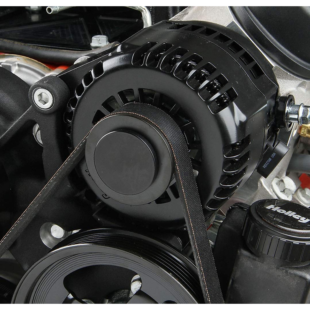 NEW HOLLEY BLACK PREMIUM MID-MOUNT LS7 COMPLETE ACCESSORY SYSTEM W/ SD7 A/C COMPRESSOR,ALTERNATOR,P/S PUMP,TENSIONER,SFI CERTIFIED DAMPER W/BILLET CRANK PULLEY,COMPATIBLE WITH GM LS ENGINES