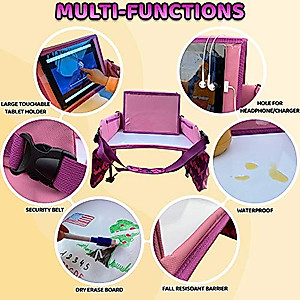 Madson Kids Travel Tray - Toddler Car Seat - Lap Desk & Dry Erase Board - Activity Organizer with Markers - Food & Snack Table - Tablet & Cup Holder, Road Trip Essential, Portable Desk for Kids