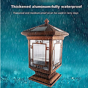 HSCW Solar Waterproof Landscape Lightins Modern Aluminium Die-Casting Pillar Lamp Outdoor Main Gate Stigma Lighting Column Headlights Home Garden Solar Lights Outdoor Wall Lights Lights 3