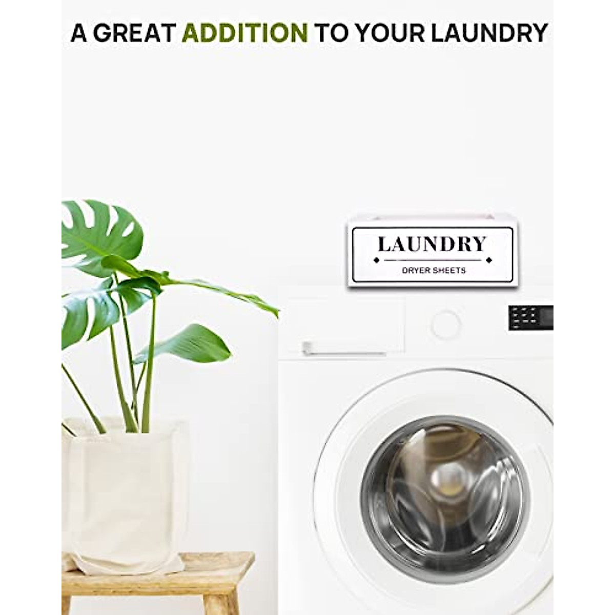 Dryer Sheet Holder Dispenser Container, Space Saving Laundry Room Organization and Storage, Farmhouse Laundry Dryer Sheets Holder for Laundry Room Decor, Fabric Softener Dispenser Laundry Containers for Organizing, White