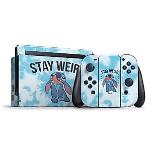 Skinit Decal Gaming Skin Compatible with Nintendo Switch Bundle - Officially Licensed Disney Lilo and Stitch Stay Weird Design