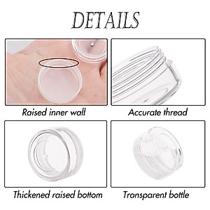 ZEJIA 3 Gram Sample Containers with Lids, 50 Count Tiny Sample Jars, 3ML Makeup Cosmetic Containers for Lip Balms, Lotion, Powder, Beauty Products(Clear Lids)