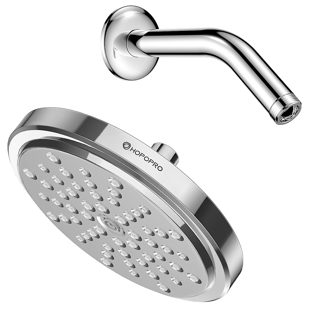 HOPOPRO NBC News Consumer Reports Recommended Shower Brand, 7 Inch High Pressure Shower Head and Shower Arm for Healthy Luxury Shower Experience Even at Low Water Flow - Chrome