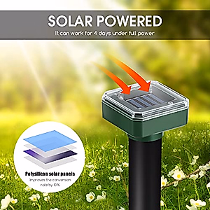 4 Pack Mole Repellent Solar Powered Solar Mole Repellent Ultrasonic Vole Groundhog Repellent Outdoor Waterproof Sonic Repellent Spikes Drive Away Burrowing Animals from Lawns and Yard