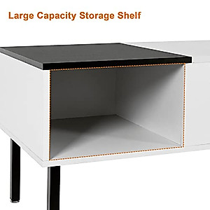 Koifuxii Coffee Table with Lift Top and Storage - White and Black Lift Top Coffee Tables for Living Room, Small Spaces - Lift up Coffee Table Wood, Metal Legs