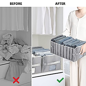 CHICECO 2 Pcs Jeans Wardrobe Clothes Organizer 9 Grids Washable Folding T-shirt Organizer for Closet Drawers