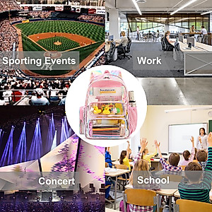 CAMTOP Clear Backpack Heavy Duty PVC Transparent Bag See Through BookBag for Student School Work Festival Sport Travel(Pink Yellow)