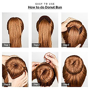 FANDAMEI Hair Accessory Set: 20 Invisible Nets, 4 Donut Makers, 5 Elastics, 20 Bobby Pins (Brown)
