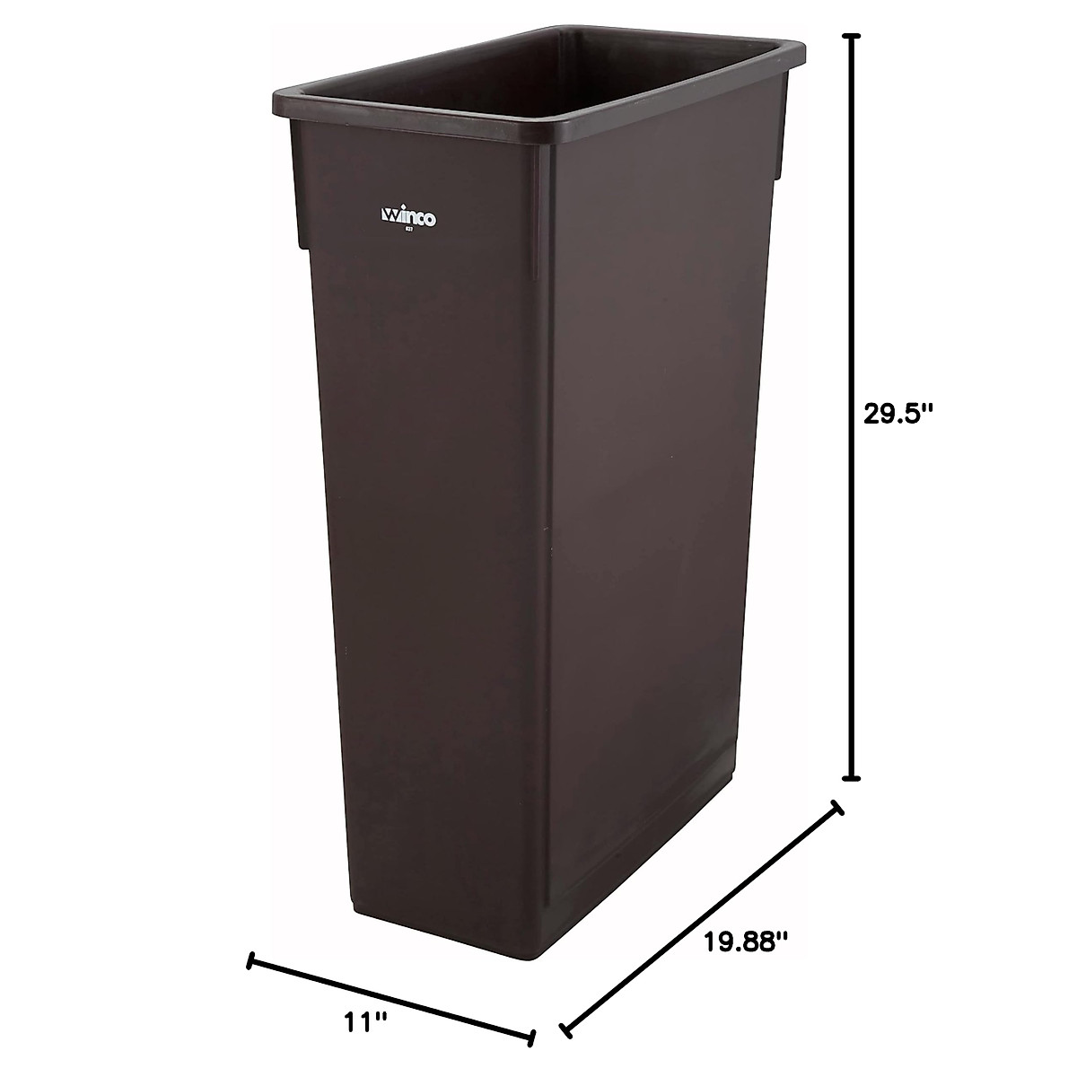 Winco Slender Trash Can, 23-Gallon, Brown