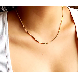 Jewelry Affairs 14k Yellow Real Gold Filled Solid Rope Chain Necklace, 2.1mm, 18"