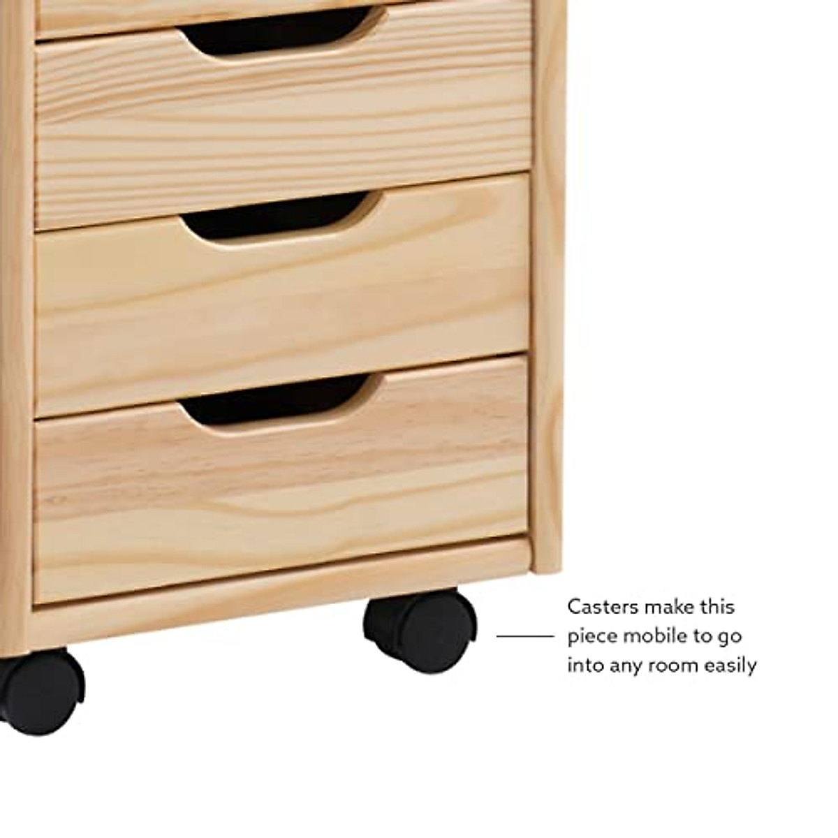 Linon Home Decor Products Corinne Six Drawer Storage, Natural Rolling Cart