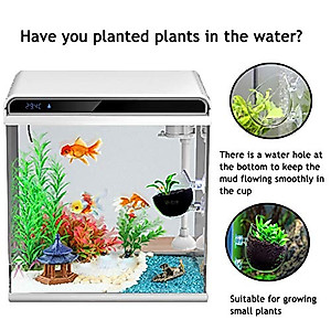 Hamiledyi Aquarium Plant Holder,Crystal Glass Aquatic Decor Plant Cup Pot with Suction Cups for Fish Tank Aquarium Aquascape Decoration,4 Pack