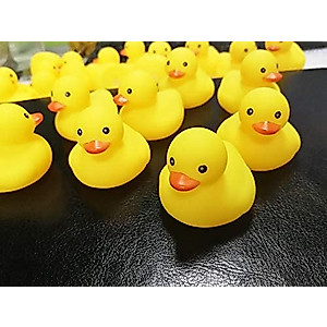 Sohapy 100Pcs Mini Yellow Rubber Ducks Baby Shower Rubber Ducks, Squeak Fun Baby Yellow Rubber Bath Toy Float Fun Decorations for Shower Birthday Party Favors Gift (100PCS Yellow Ducks)