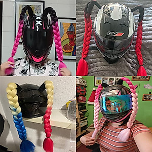 2 Psc Helmet Pigtail Motorcycle Helmet Ponytail Bicycle Helmet Braids Hair Tails for Any Helmets Decorations Cup Reusable (G)