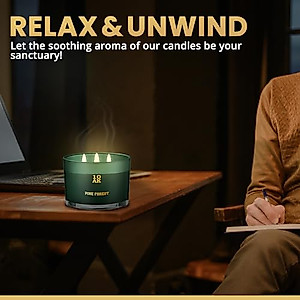 1OAK Pine Candle - 3 Wick Candle (12.4oz) - Pine Scented Candles - Large Soy Wax Scented Candle - Luxury Candles for Home - Triple Wick Candle - Housewarming Gift for Women and Men