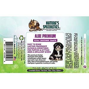 Nature's Specialties Aloe Premium Ultra Concentrated Dog Shampoo Conditioner for Pets, Makes up to 16 Gallons, Natural Choice for Professional Groomers, Herbal Aloe Infused Formula, Made in USA, 1 gal