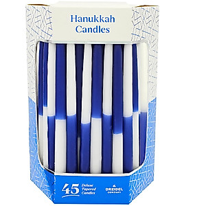 The Dreidel Company Deluxe Tapered Hanukkah Menorah Half and Half Navy Blue and White, Candles for All 8 Nights of Chanukah (Single)