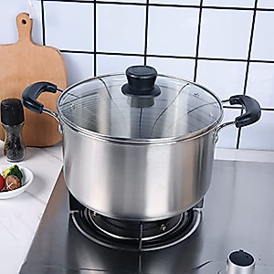 Subron Classic Stainless Steel Stockpot with Lid, Stainless Steel Pot with Lid, Silver (3.9 Quart)