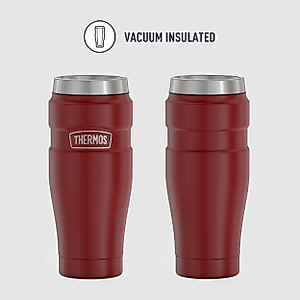 THERMOS Stainless King 16 Ounce Tumblers, Matte Red & Green