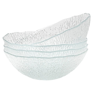 Vikko Soup Bowls, 6.25 Inch Salad Bowls, Glass Soup Bowls, Elegant Textured Glass Bowls, Set of 4, Dishwasher Safe