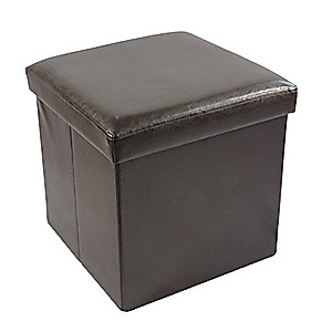 Achim Home Furnishings Collapsible Storage Ottoman - Brown Faux Leather 15x15x15