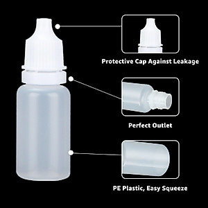 ABuff 100PCS Plastic Dropper Bottle 10ml Dropper Bottles White Empty Eye Dropper Bottle with Childproof Cap, Small LDPE Plastic Thin Tip Dropper Bottles, BPA Free