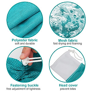 Catcan Cat Bathing Bag, Breathable Mesh Cat Shower Bag Anti Scratch Adjustable Cat Grooming Bag for Nail Trimming, Bathing Polyester Soft Cat Washing Bag (White-Green)