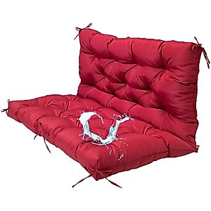 liquor red Thicken 5"Swing Chair Pads for Garden Patio Swing Replacement Cushions with Backrest Waterproof Bench Cushion for Outdoor Furniture 2-3 Seater Washable Swing Replacement Cushions/60"x40"