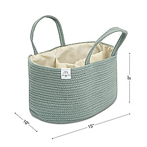 Natemia Rope Diaper Caddy Organizer│Large Portable Nursery Storage Bin and Car Travel Organizer│Tote Bag with Dividers for Diapers & Wipes
