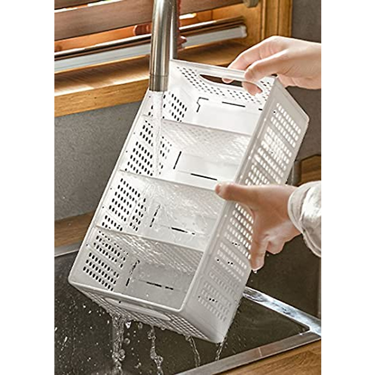 ChezMax Wardrobe Clothes Organizer, Upgraded PP Board Cabinet Closet Compartment Storage Baskets, White Washable Foldable Dividers Closet Drawer Bins for Underwear Socks Jeans, Small Size 6 Grids