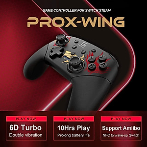 GAME'NIR WING PATTERN Wireless Switch Controller Support NFC Amiibo, Ergonomic Switch Pro Controller for Switch/Switch Lite/Switch OLED with Dual Motor, Gyro Axis, Turbo Function, 5 Level Vibration