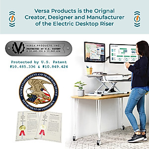 VERSADESK Electric Standing Desk Converter, PowerPro Height-Adjustable Sit Stand Desktop Riser with Keyboard Tray, USB Charging Port, 36" X 24", White