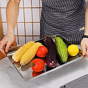 Suwimut Set of 2 Baking Cookie Sheet, Rectangle 16 x 12 x 1 Inch Stainless Steel Baking Sheets Pan Oven Tray, Nonstick Baking Pan, Non Toxic & Rust Free, Mirror Finished & Easy Clean