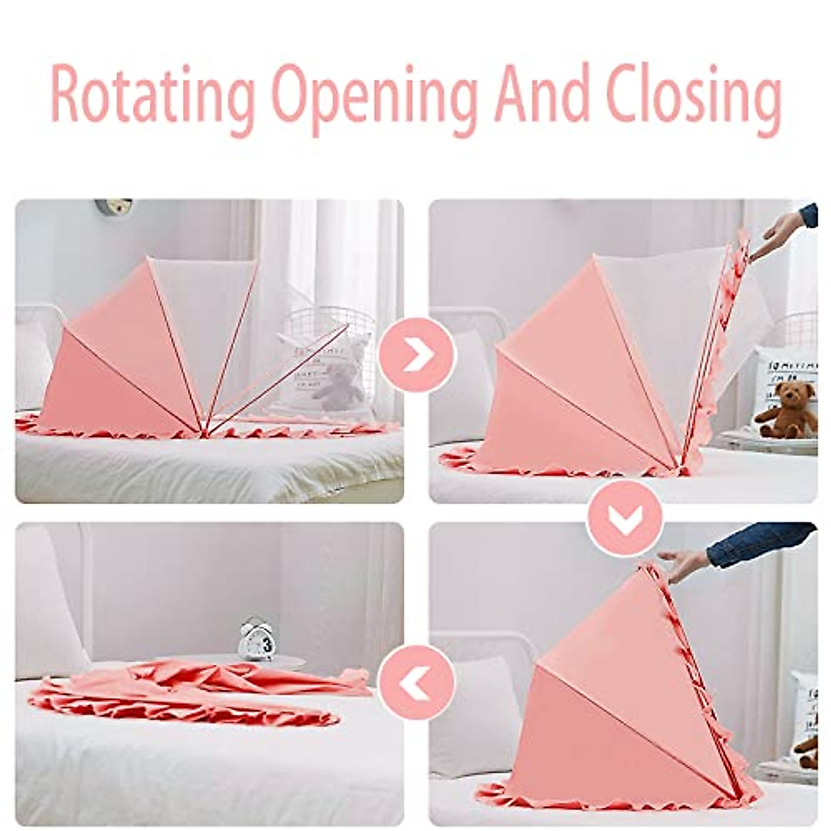 EDSONWADE Portable Mosquito Net for Baby 0-5 Years, Folding Crib Tent, High-density and Breathable Bassinet Cover Not Installation, Large Size Oval Crib Net to Keep Baby In