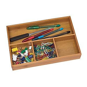 Lipper International 824 Bamboo Wood 4-Compartment Organizer Tray, 11 5/8" x 7 7/8" x 1 3/4"