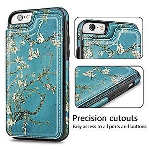 Hoofur iPhone SE 2022 Case, iPhone SE 2020 Case, Slim Fit Premium Leather iPhone 7 Wallet Cases Card Slots Shockproof Folio Flip Protective Defender Shell for iPhone 7/8/SE (Almond Blossom)
