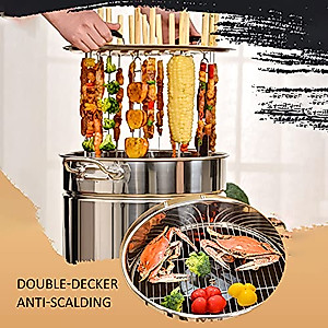 AIZYR Stainless Steel Charcoal Grill - Portable Smokeless Grill with BBQ Accessories Kit for Outdoor Cooking Camping Picnics,40 * 40cm