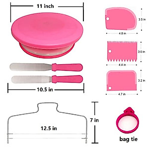 YOQXHY 90 Pcs Cake Decorating Kit Supplies with Rotating Cake Turntable & Leveler,24 Numbered Icing Tips,2 Spatulas,3 Comb Scrapers,2 Couplers,5 Bag Ties and 50 Disposable Pastry Bags
