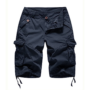 Women's Cotton Outdoor Hiking Camping Camouflage Military Tactical Multi Pockets Bermuda Shorts Cargo Navy Blue US 16