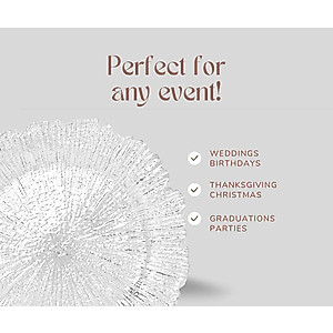 Ms Lovely Plastic Reef Charger Plates Glossy Finish - Set of 6 - Thick and Reusable - White