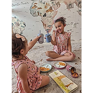 Elk and Friends 6.7&quot; Kids Porcelain White Plates with Silicone Sleeves | Divided Plates | Suitable for Kids/Toddlers | Microwave &amp; Dishwasher Safe | Non Slip | Snack Dishes