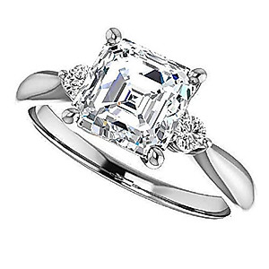 2 CT Asscher Wedding Rings for Women Moissanite Wedding Band Solitaire Handmade Gifts Moissanite Classic Ring 10K/14K/18K Solid White Gold