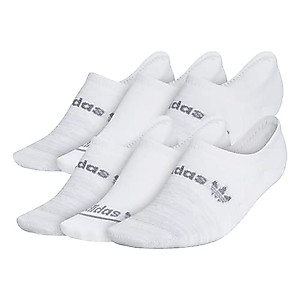 adidas Originals Women's Superlite Gradient Forum Logo Super No Show Socks (6-Pair), White/Grey, Medium