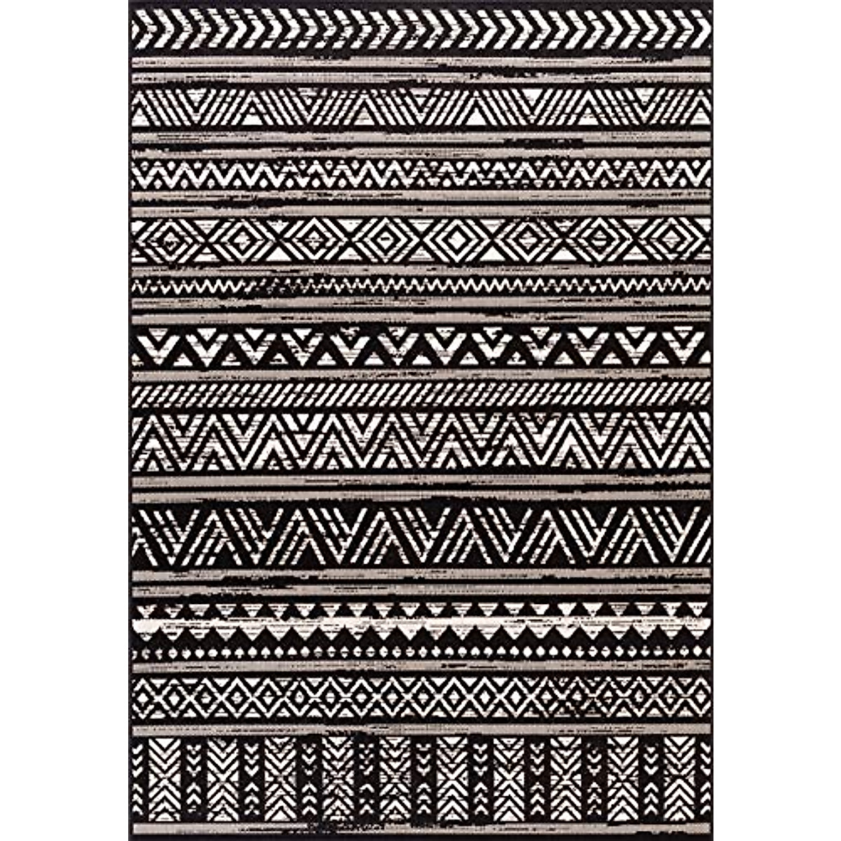 HOMEGNOME Indoor Outdoor Distressed Bohemian Area Rug (8'x10', Black)