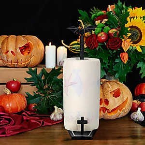 Namalu Halloween Bat Paper Towel Holder with Coffin Base Spooky Rustic Halloween Decor for Kitchen and Bathroom Fun Paper Towel Holder Kitchen Paper Towel Dispenser for Countertop Women Toilet